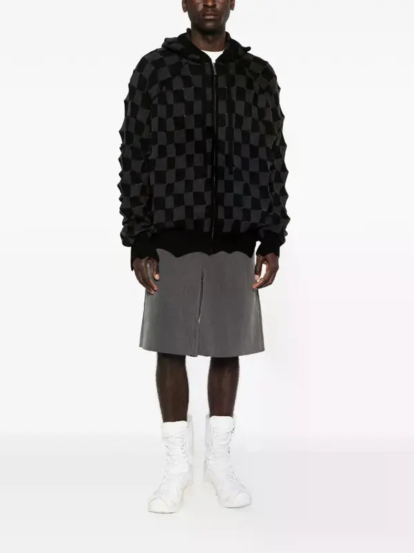 MADFRENZY Checkerboard Zip Up Hoodie