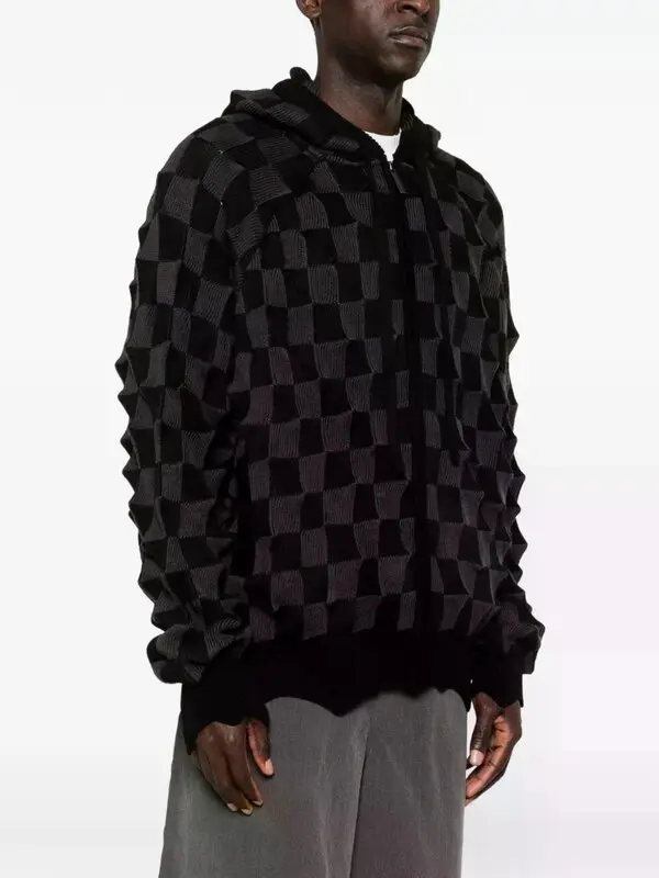 MADFRENZY Checkerboard Zip Up Hoodie
