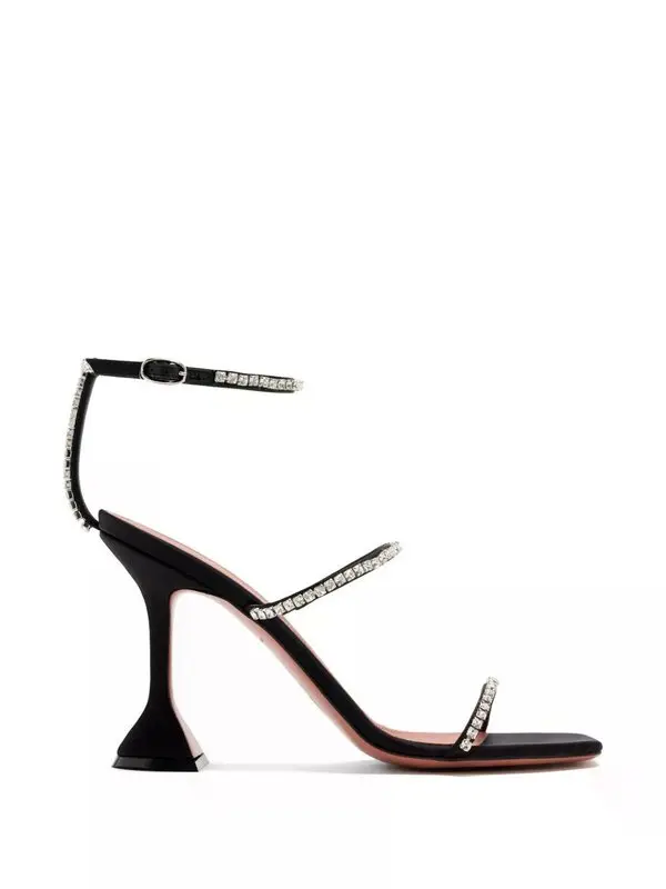 Amina Muaddi 95mm Gilda Embellished Sandals - Black