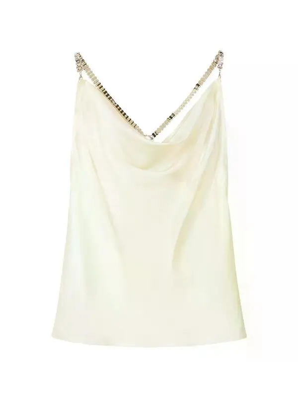 Patrizia Pepe Jewel-detail Silk Blouse - Neutrals