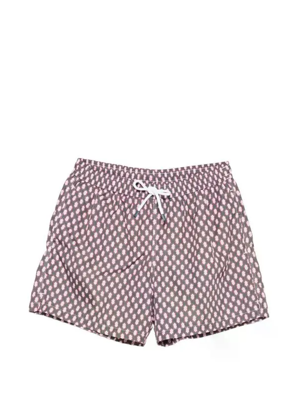 Fedeli Patterned Swim Shorts - Brown