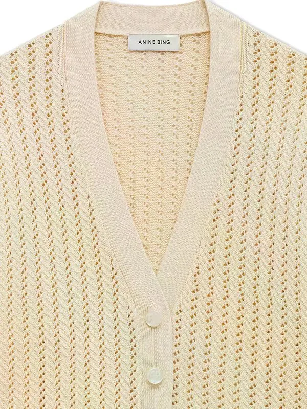 ANINE BING Flynne Open-knit Cardigan - Neutrals