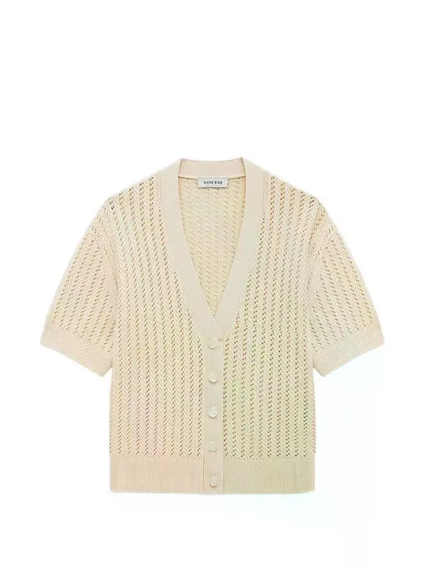 ANINE BING Flynne Open-knit Cardigan - Neutrals
