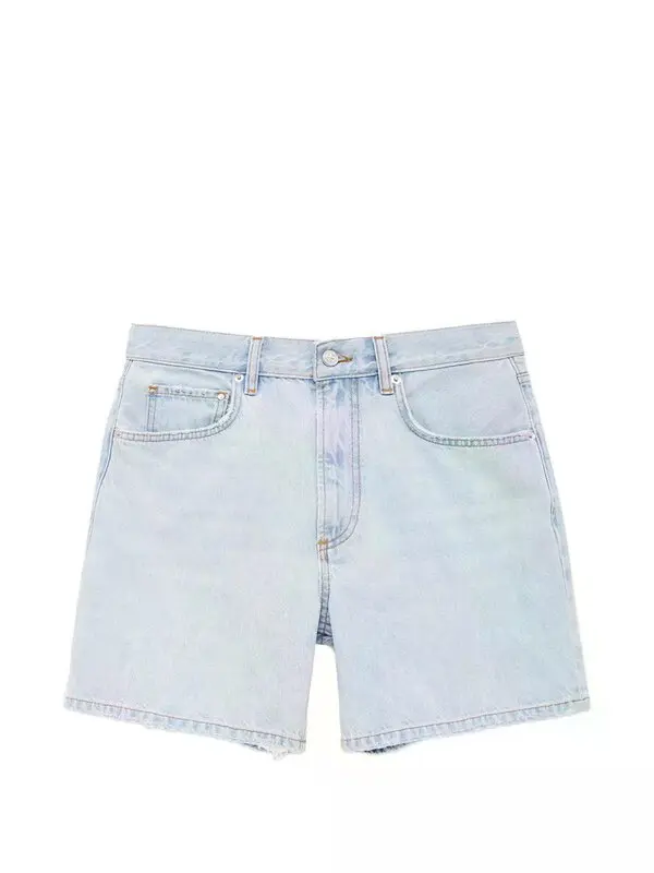 ANINE BING Delaney Frayed-edge Denim Shorts - Blue