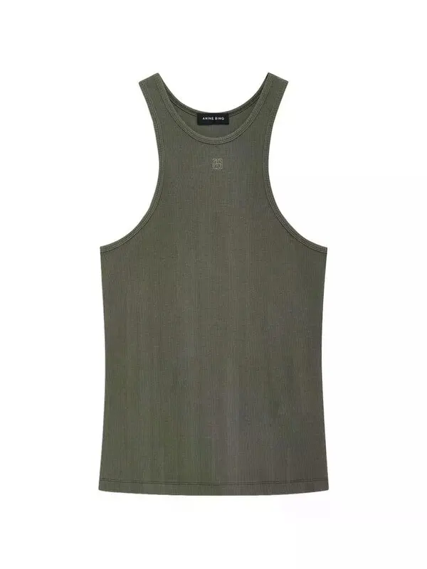 ANINE BING Cole Ribbed Tank Top - Green
