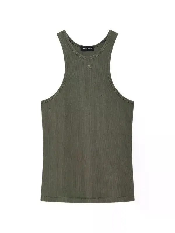 ANINE BING Cole Ribbed Tank Top - Green