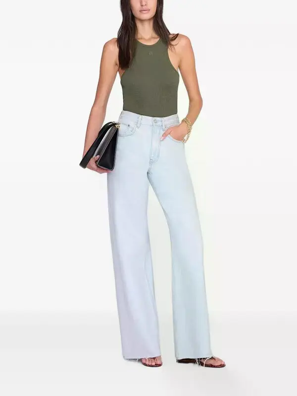 ANINE BING Cole Ribbed Tank Top - Green