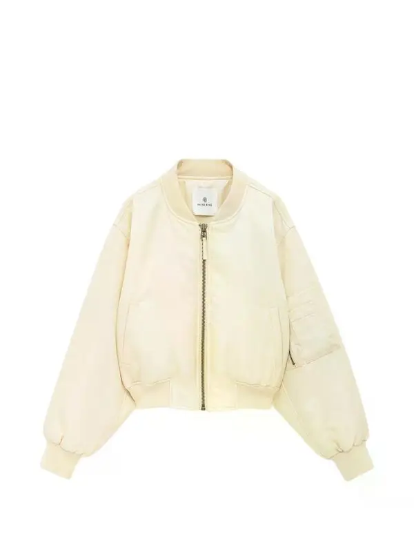 ANINE BING Leon Cropped Bomber Jacket - Neutrals