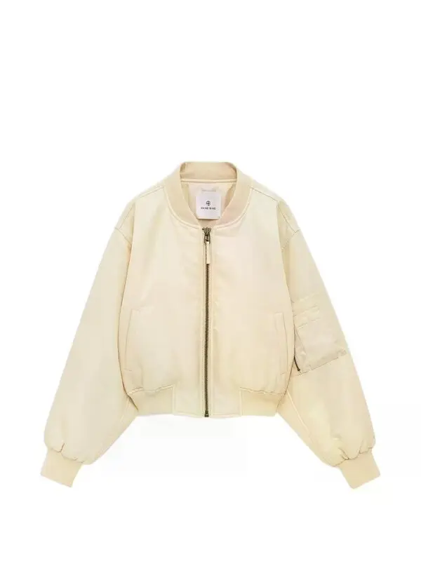 ANINE BING Leon Cropped Bomber Jacket - Neutrals