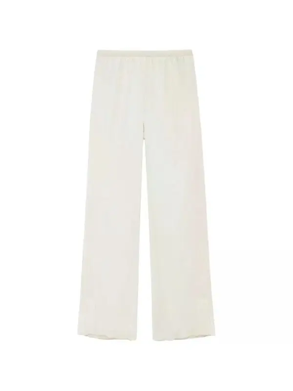 ANINE BING Aden Plissé Palazzo Pants - Neutrals