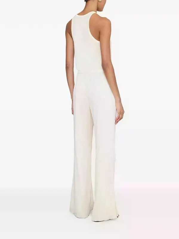 ANINE BING Aden Plissé Palazzo Pants - Neutrals