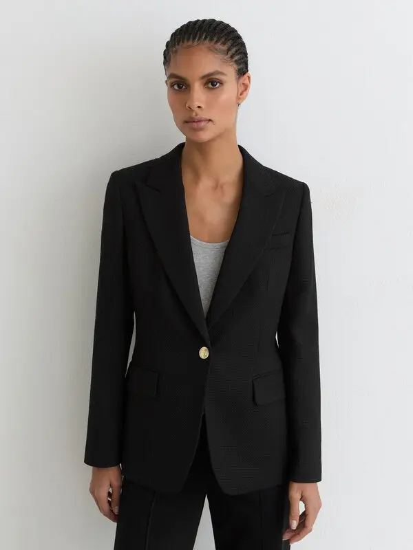 REISS Petite Textured Wool-blend Single-breasted Blazer