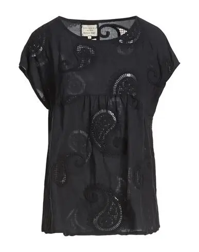 ALESSIA SANTI Woven Top With Lace Detail - Black