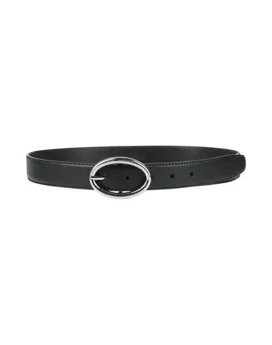 Karl Lagerfeld Oval Buckle Leather Belt - Black