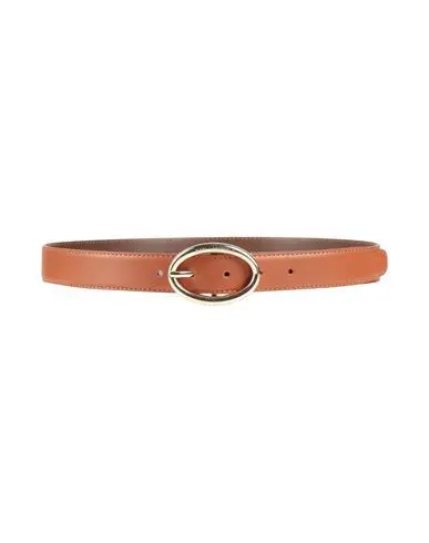 Karl Lagerfeld Oval Buckle Leather Belt - Brown