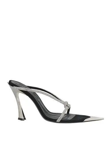 MUGLER Leather Sandals With Appliqués - Silver