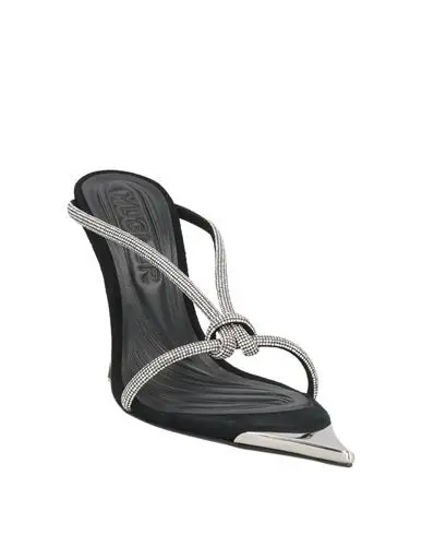 MUGLER Leather Sandals With Appliqués - Silver
