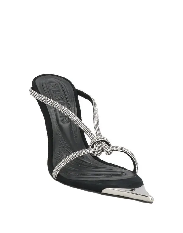MUGLER Leather Sandals With Appliqués - Silver