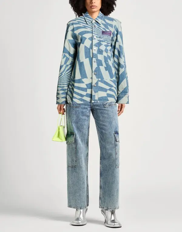 Stella McCartney Two-tone Denim Shirt With Logo