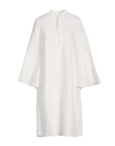 120% Lino Ivory Linen Kaftan Midi Dress - White