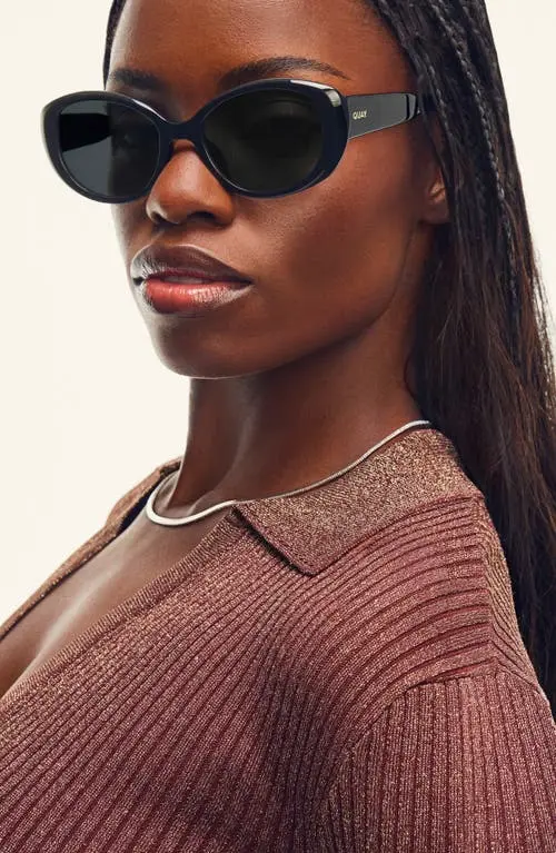 Quay 55mm Round Frame Sunglasses - Black/smoke