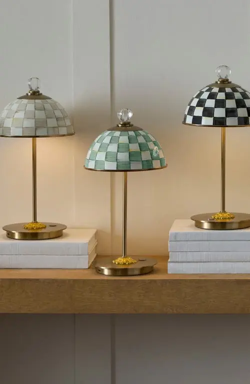 MACKENZIE-CHILDS Check Led Rechargeable Dome Table Lamp