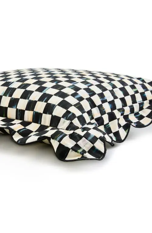 MACKENZIE-CHILDS Courtly Check Reversible Scalloped Throw Pillow