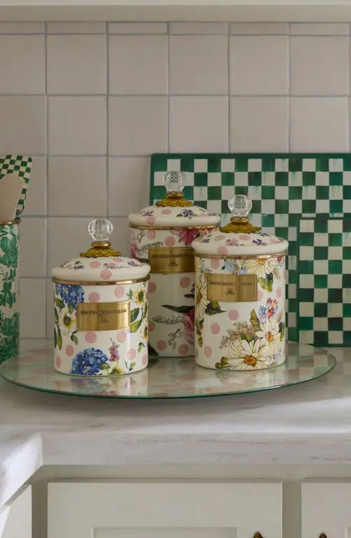 MACKENZIE-CHILDS Wildflowers Small Enameled Steel Canister