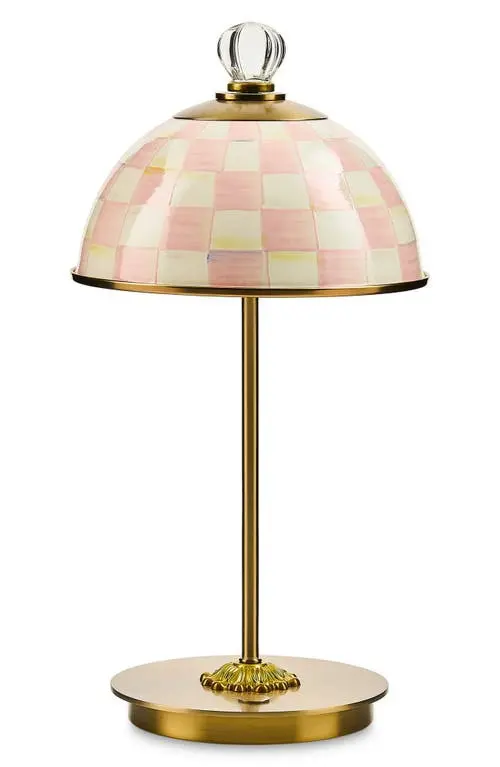MACKENZIE-CHILDS Check Led Rechargeable Dome Table Lamp - Rosy