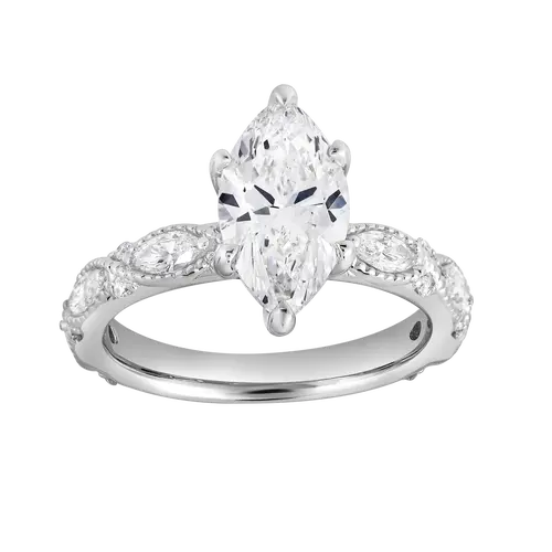 LUVMYJEWELRY Althea 14k Gold 2.6 Ct Marquise Lab Grown Diamond Engagement Ring - 14k White Gold