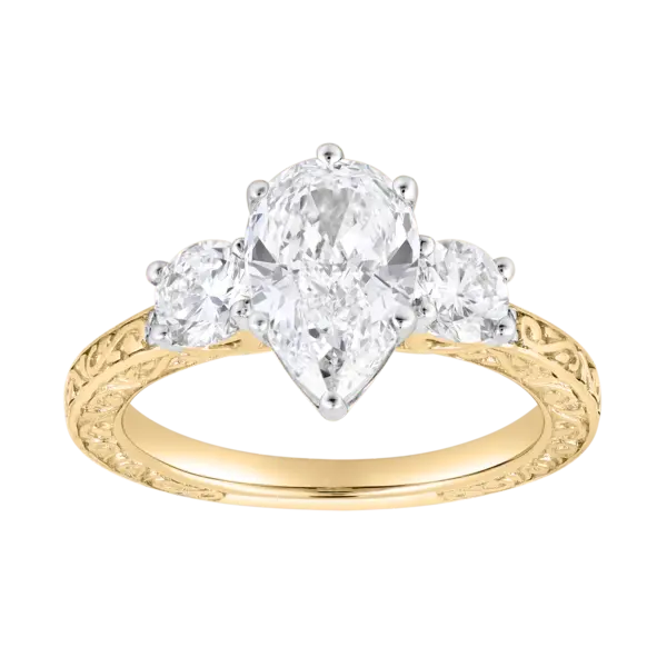 LUVMYJEWELRY Orlina 14k Gold 2.65 Ct Pear Lab Grown Diamond Engagement Ring - 14k Yellow Gold