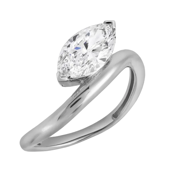 LUVMYJEWELRY 1.5 Ct Marquise Lab Grown Diamond Engagement Ring - 14k White Gold