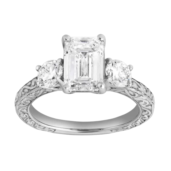 LUVMYJEWELRY Novelle 14k Gold 2.65 Ct Emerald Cut Lab Grown Diamond Engagement Ring - 14k White Gold
