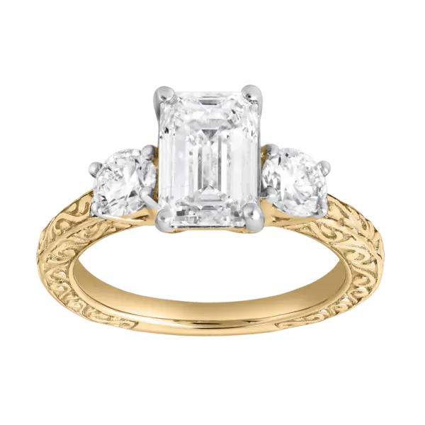 LUVMYJEWELRY Novelle 14k Gold 2.65 Ct Emerald Cut Lab Grown Diamond Engagement Ring - 14k Yellow Gold