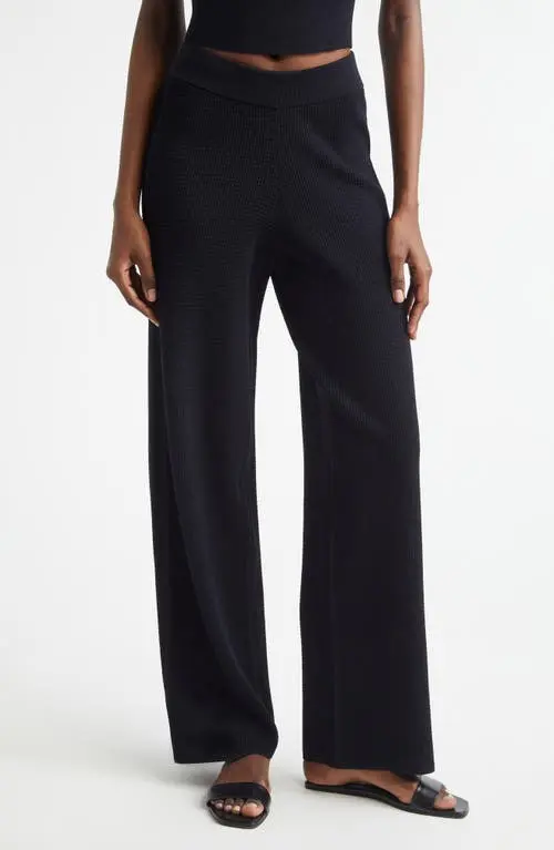 A.L.C. Banks Waffle Stitch Wide Leg Pants - Navy