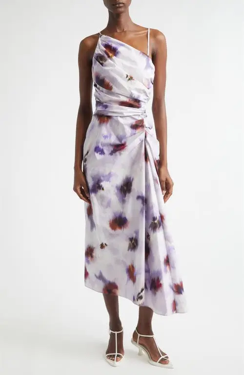 A.L.C. Juno Asymmetric Floral Dress - Lilac Multi