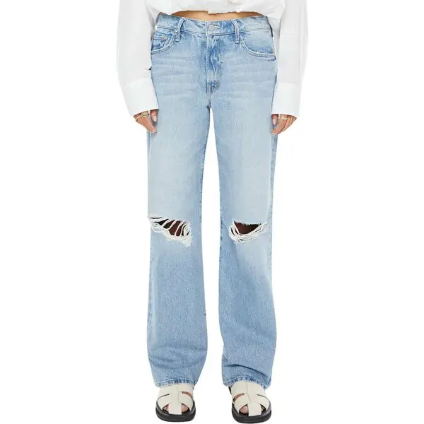 MOTHER The Maven Mid-rise Ripped Straight-leg Jeans - Reelin It In