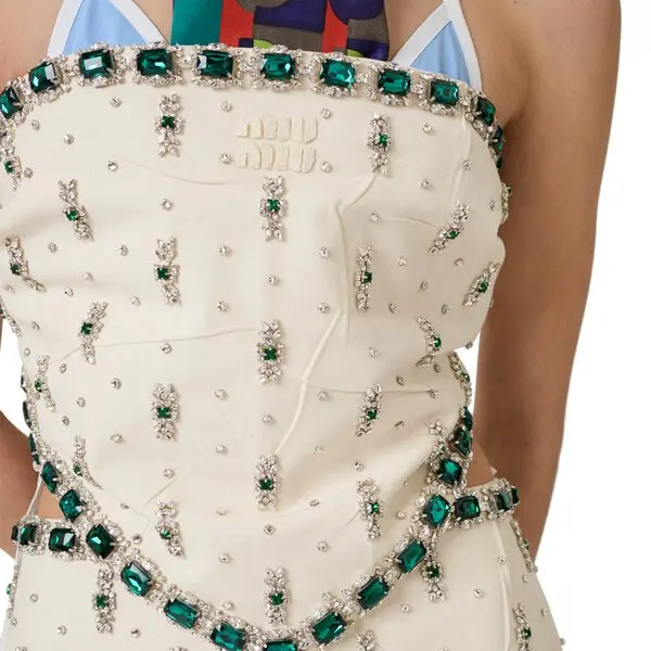 Miu Miu Embroidered Canvas Top