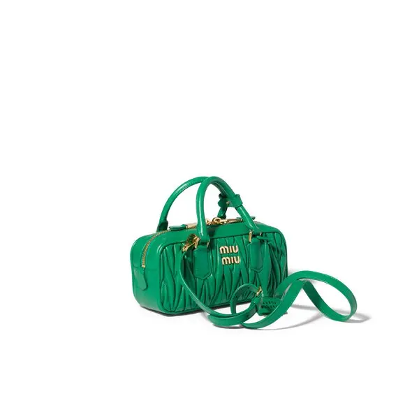 Miu Miu Arcadie Matelassé Nappa Leather Bag - Mango