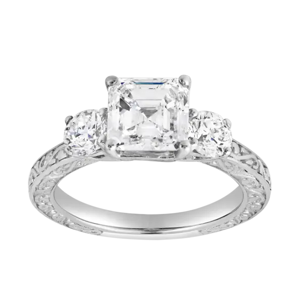 LUVMYJEWELRY Nyraelle 14k Gold 2.70 Ct Asscher Lab Grown Diamond Engagement Ring - 14k White Gold