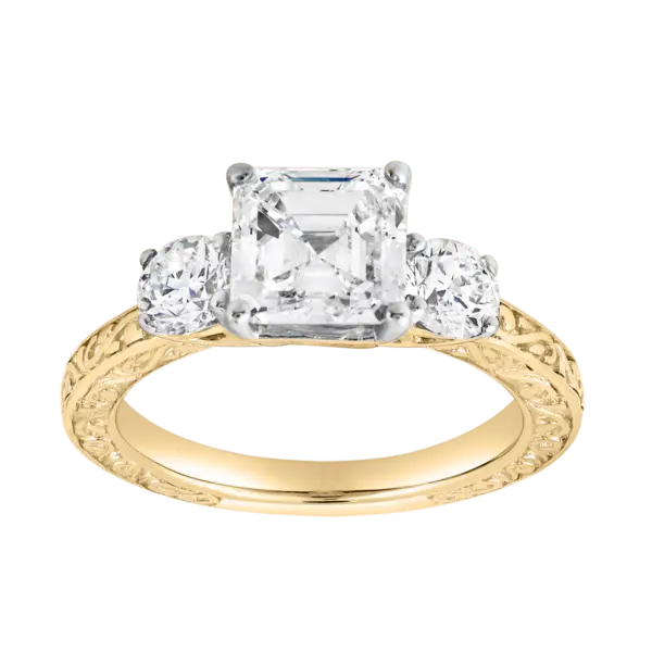 LUVMYJEWELRY Nyraelle 14k Gold 2.70 Ct Asscher Lab Grown Diamond Engagement Ring - 14k Yellow Gold
