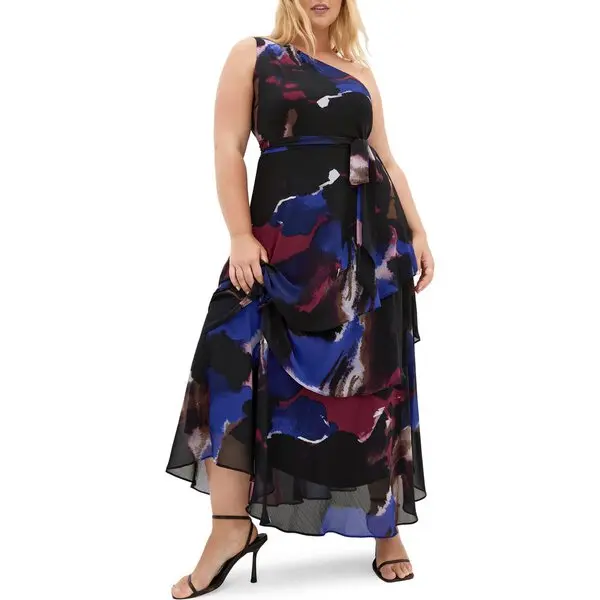 City Chic Tiered Ruffle Dress - Fade