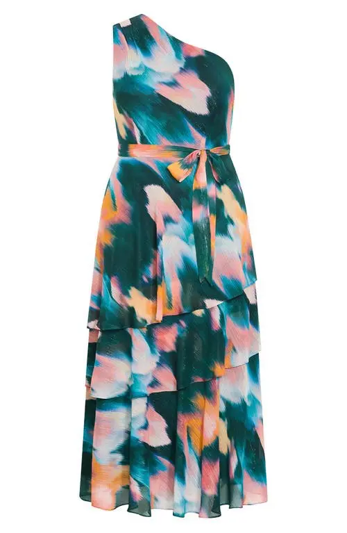 City Chic Tiered Ruffle Dress - Rendezvous