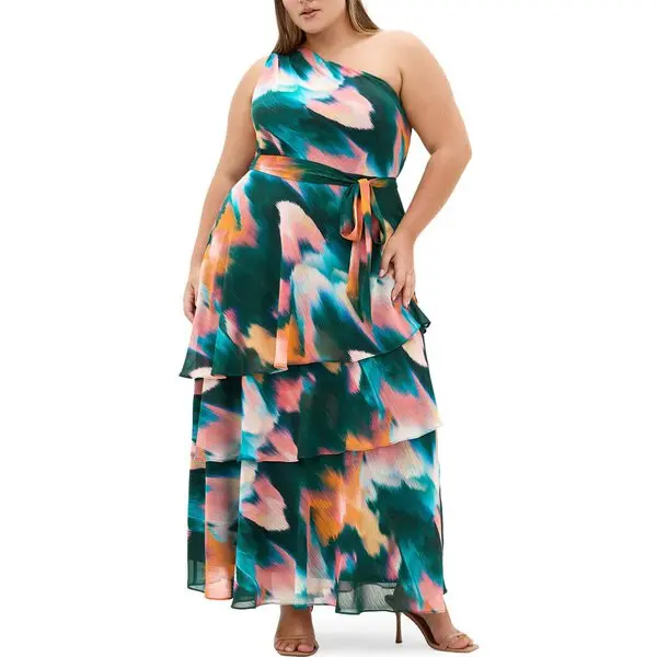 City Chic Tiered Ruffle Dress - Rendezvous