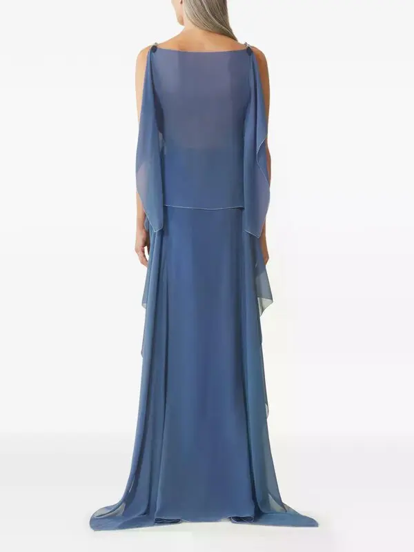 LANVIN Chain-detail Ruffled Maxi Dress - Blue