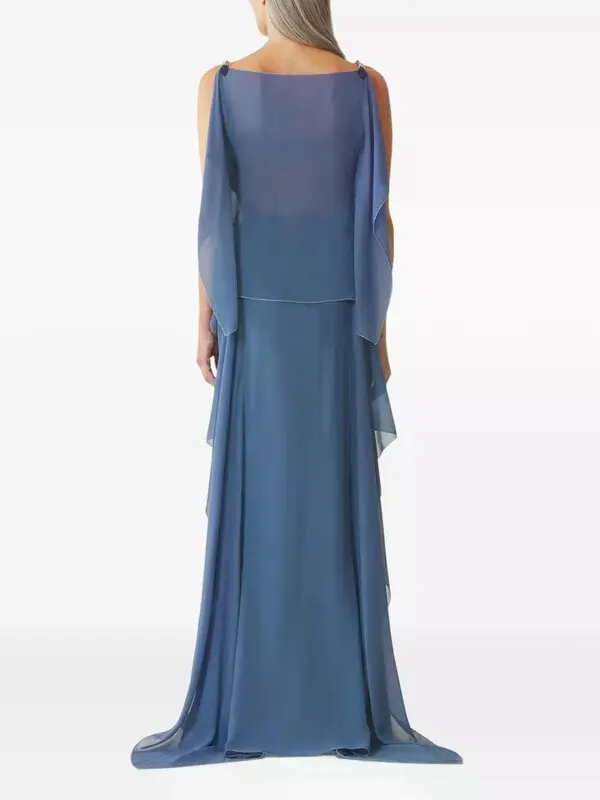 LANVIN Chain-detail Ruffled Maxi Dress - Blue