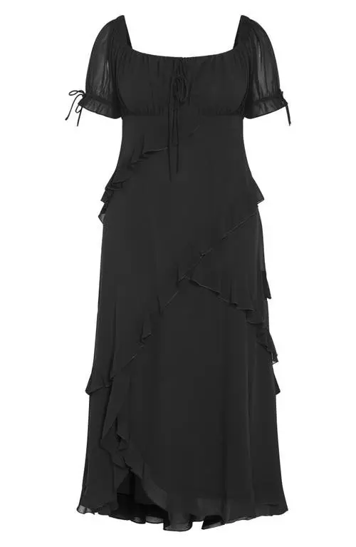 City Chic Shayla Ruffle Trim Maxi Dress