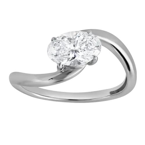 LUVMYJEWELRY Lilian 1 Ct Oval Lab Grown Diamond Engagement Ring - 14k White Gold