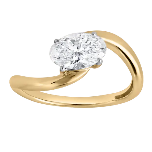 LUVMYJEWELRY Lilian 1 Ct Oval Lab Grown Diamond Engagement Ring - 14k Yellow Gold