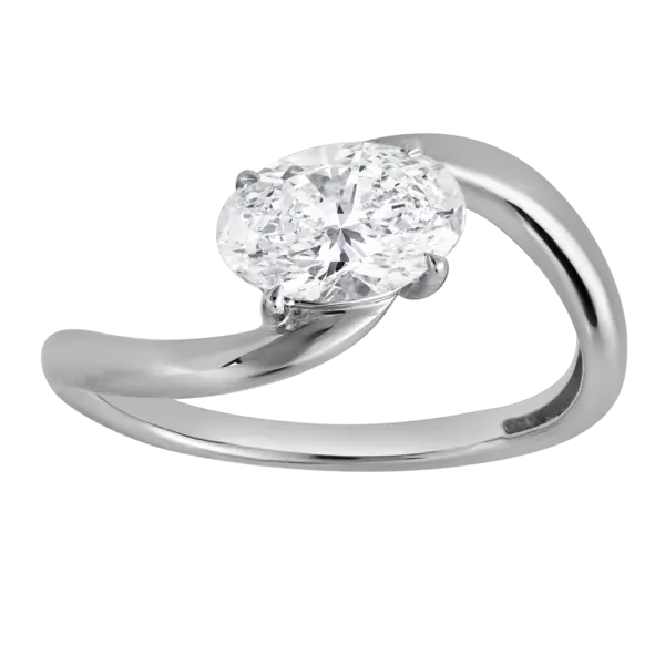 LUVMYJEWELRY Lilian 1.5 Ct Oval Lab Grown Diamond Engagement Ring - 14k White Gold